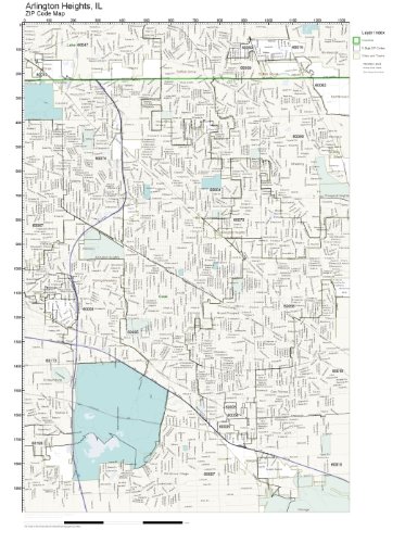 Amazon.com : ZIP Code Wall Map of Arlington Heights, IL ZIP Code Map ...