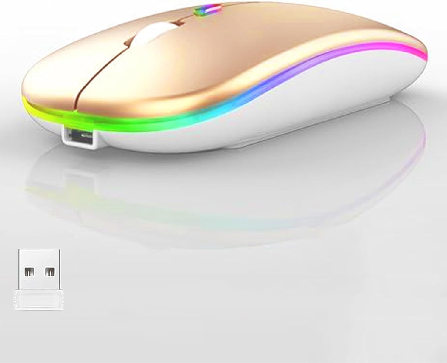 Amazon.com: LED Wireless Slim Silent Dual-Mode 2.4G+BT Rechargeable 7 ...