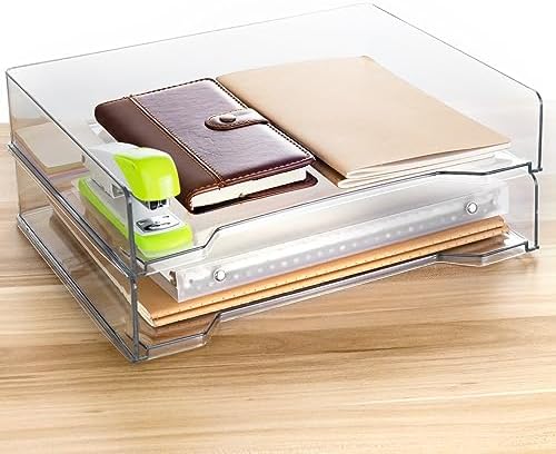 Amazon.com: MEAIHOML Desk Letter Tray,Stackable Transparent Paper Tray ...