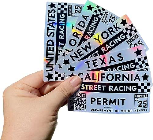 Amazon.com: Street Racing Permit Sticker Holographic Vinyl Car Decal ...