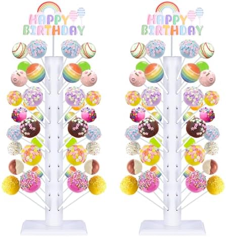 Amazon.com: DoubleFill Rainbow Wooden Cake Pop Stand Lollipop Holder ...