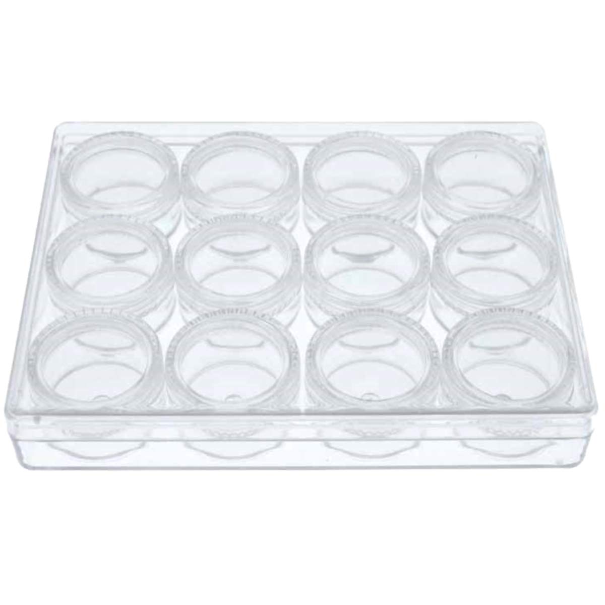 Buy Clear Acrylic Box with 12 Individual Round Containers with lids for ...