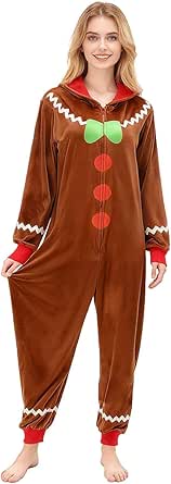 Amazon.com: DOBGOMN Gingerbread Man Costume Adult Christmas Hooded ...