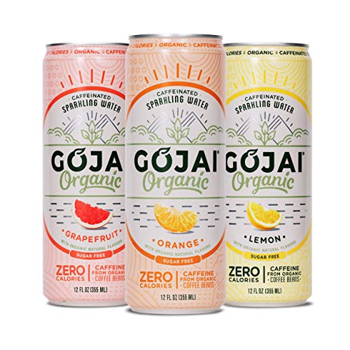 GOJAI Organic Caffeinated Sparkling Water - 16 Can Variety Pack in 12 ...