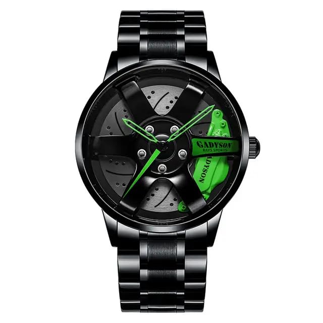 Buy Stainless Steel Mens Car Wheel Analog Wristwatch Without Spinning ...