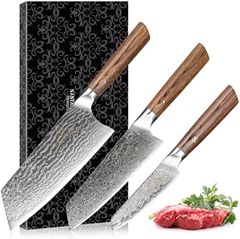 NANFANG BROTHERS VG10 Damascus Steel 3-Piece Knife Set, with Slicing ...