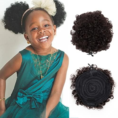 Amazon.com : FEIPRO Afro Puff Drawstring Ponytail Human Hair Buns 2PCS ...