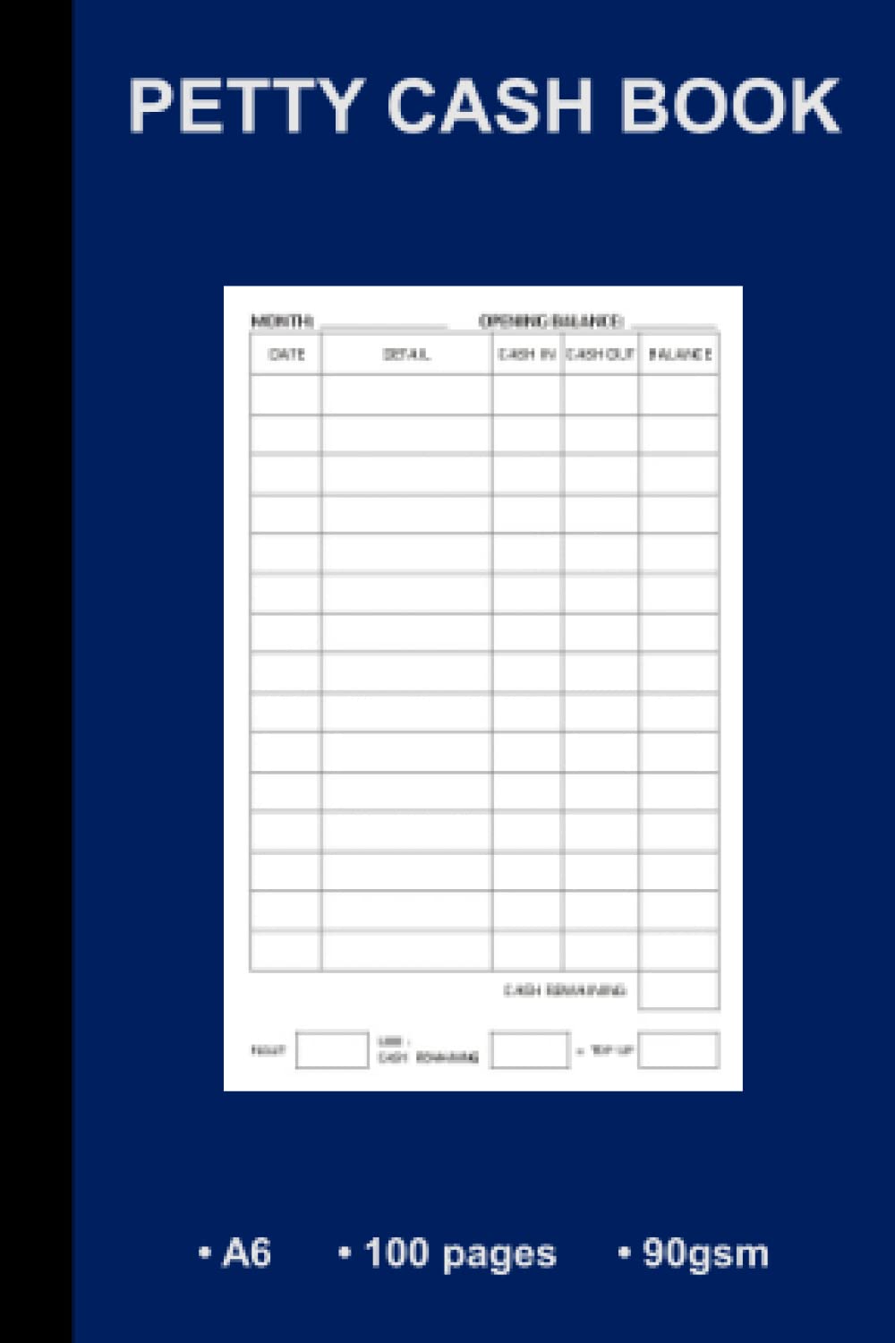 Buy Petty Cash Book A6: Small Petty Cash Log Book, A6 50 Sheets 90gsm ...