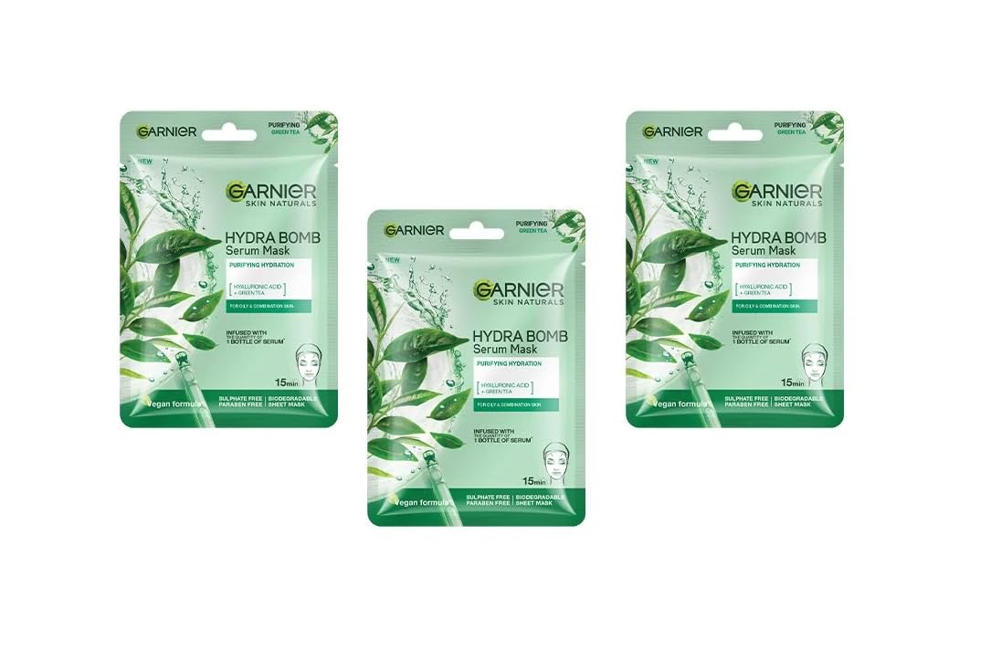 Buy Garnier Gernier Skin Naturals Hydra Bomb Serum Sheet Mask Purifying Hydration, Green Tea ...