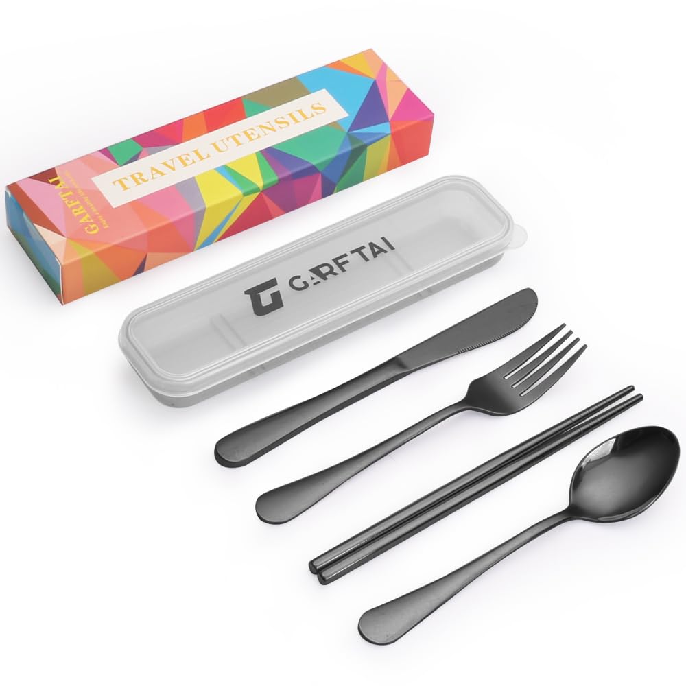 Amazon.com: Portable travel utensils set with case. stainless Steel ...