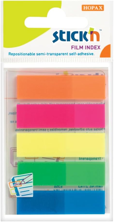 Stick N 21050 Value 12 mm Film Index Tab - Neon Multi-Colour : Amazon ...