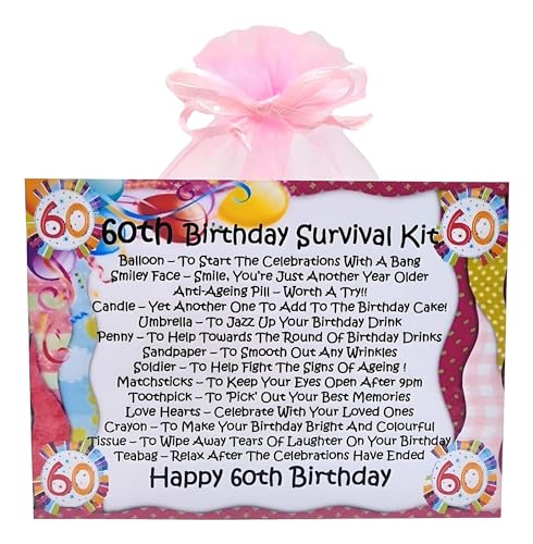 60th Birthday Survival Kit ~ (Pink) ~ Unique Sentimental Novelty Gift ...