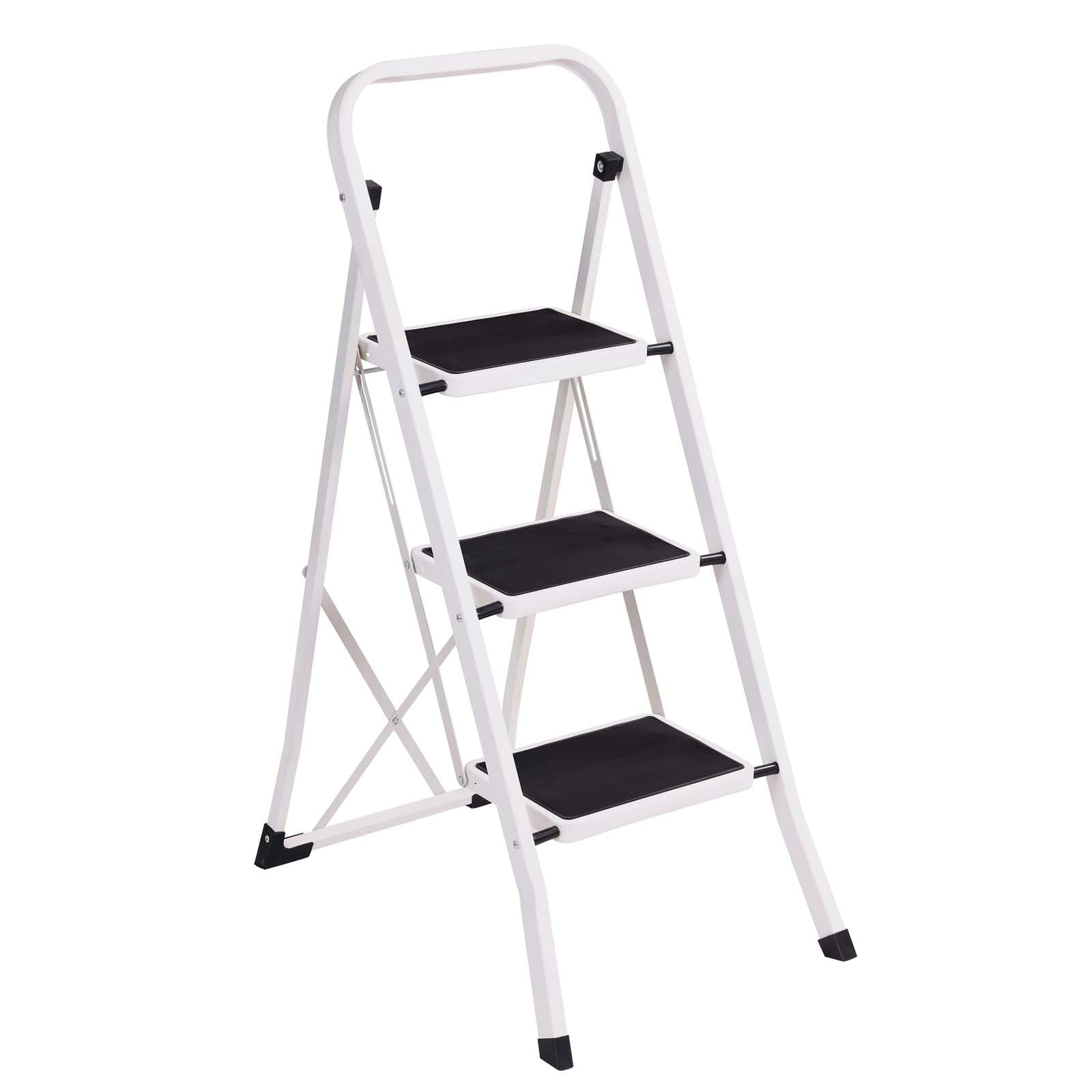 RIKADE 3 Step Ladder, Lightweight Folding Step Stool for Adults with ...