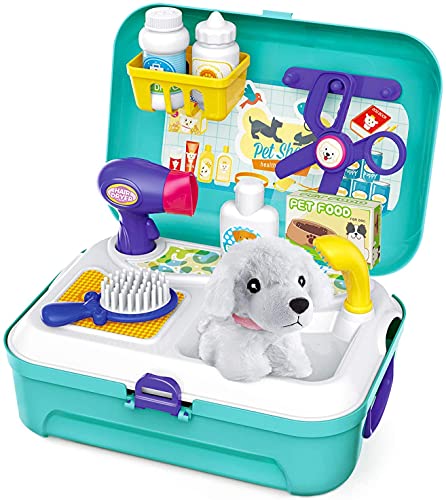 16 Pcs Pet Care Play Set for Kids, Doctor Pretend Play Vet Kit with ...