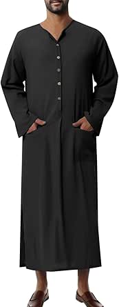 Zeiyignr Muslim Thobe for Men Button Down Caftans Middle East Mens ...
