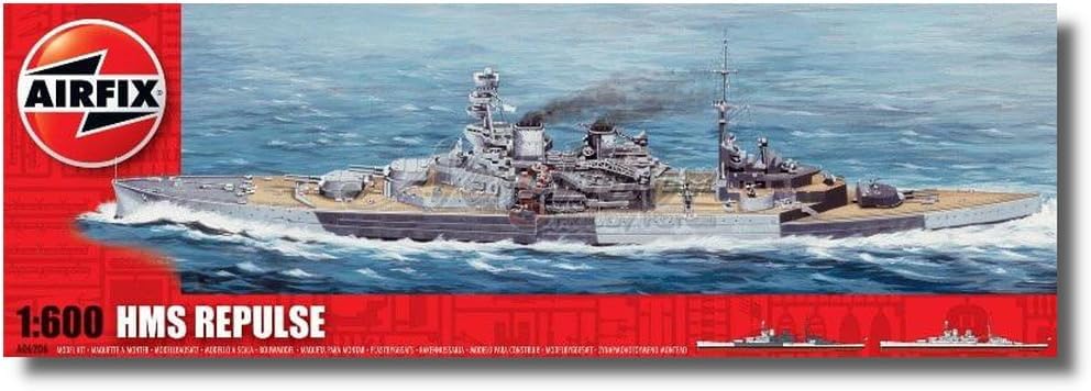 Amazon.com: Airfix A06206 HMS Repulse Model Building Kit, 1:600 Scale ...