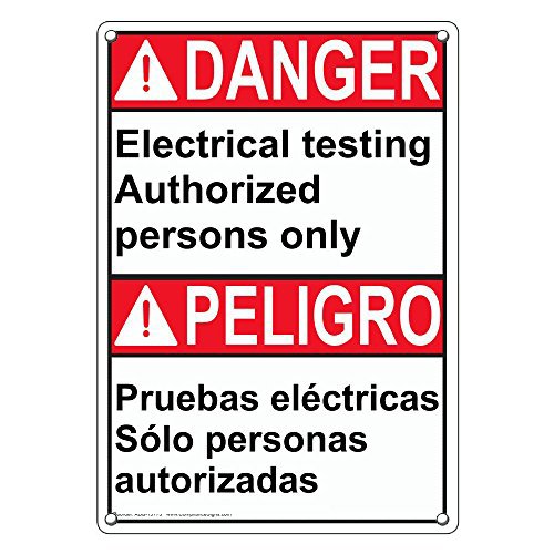 Weatherproof Plastic Vertical ANSI Danger Electrical Testing Bilingual ...