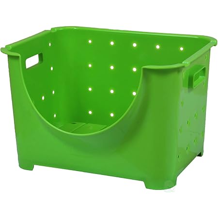 Amazon.com: Basicwise Stackable Plastic Storage Container, Green ...