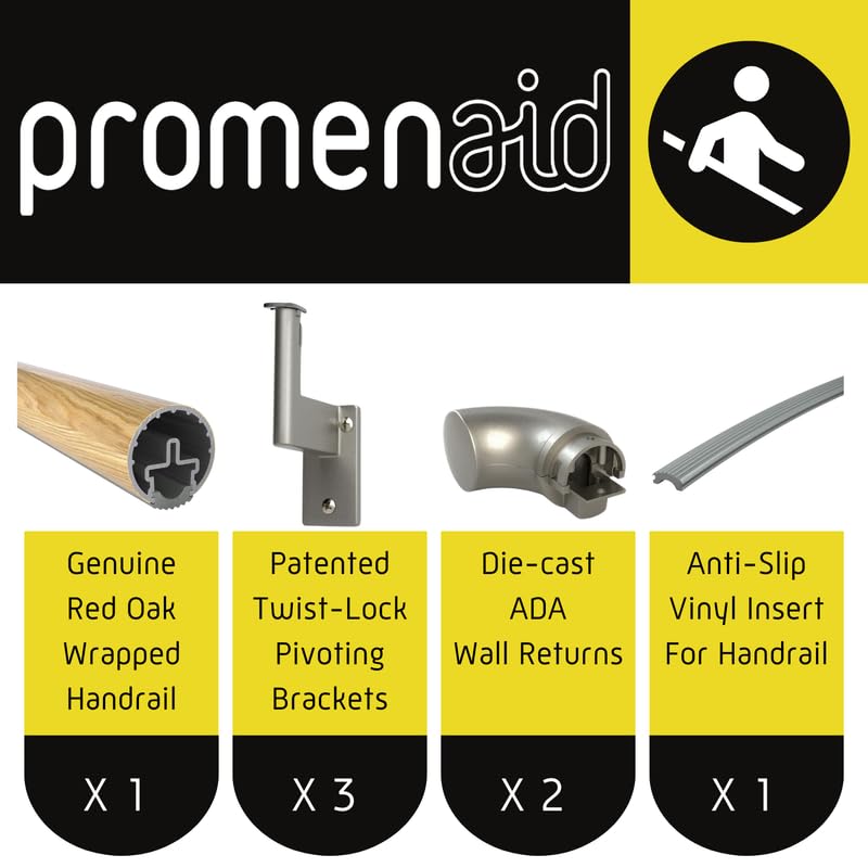 Snapklik.com : Promenaid 4ft ADA Handrail Kit - Oak - Complete Indoor ...