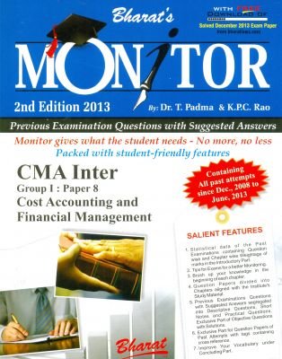 Monitor - CMA Inter - Paper 8 - Cost Accounting and Financial ...