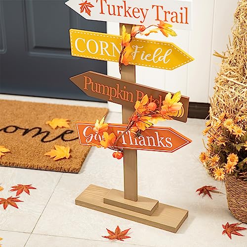 Snapklik.com : Glitzhome 4275H Thanksgiving Wooden Turkey Porch Sign ...