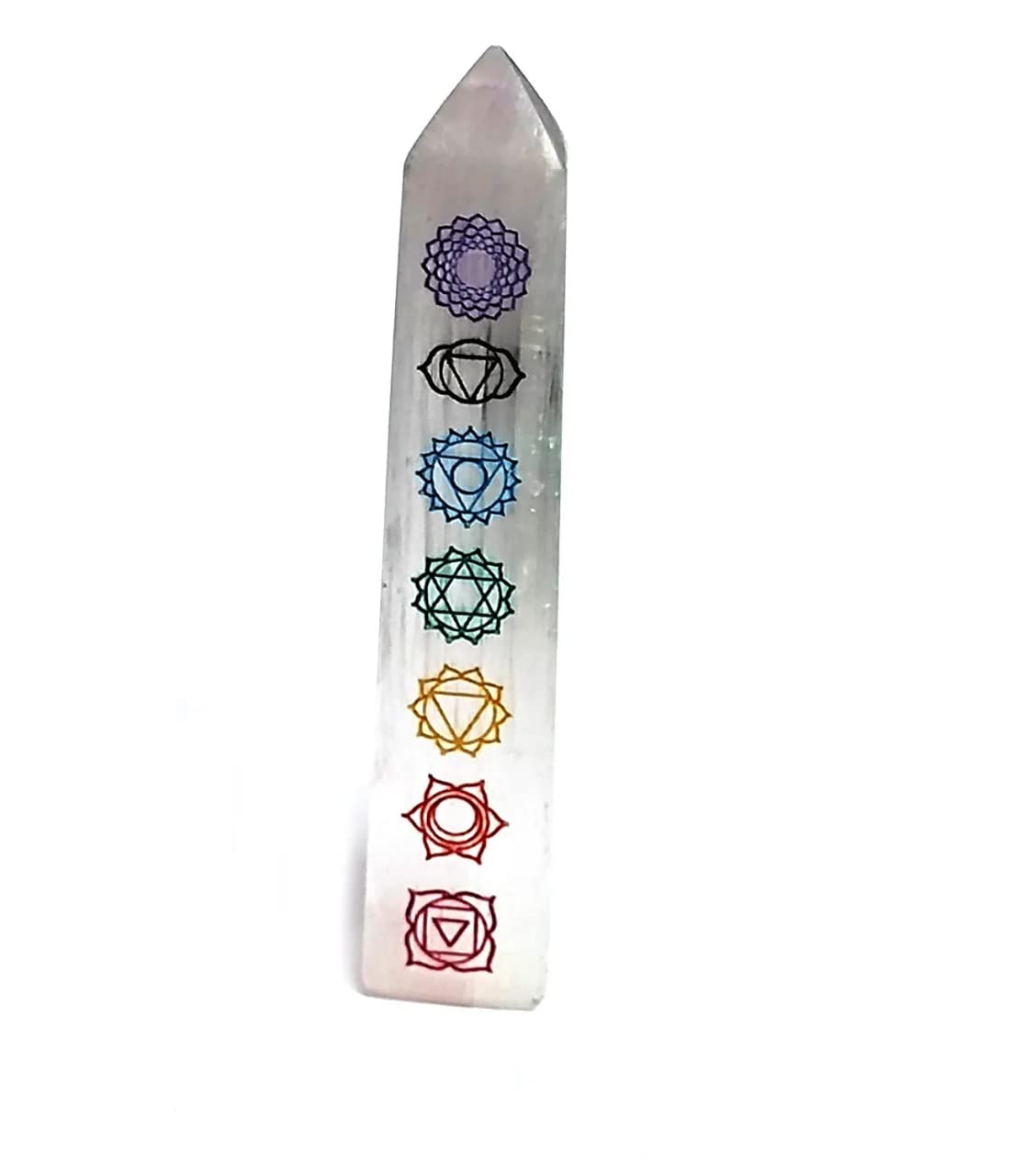 Nilkanth Agate Natural White Selenite 7 Chakra Magic Wand Single Point ...