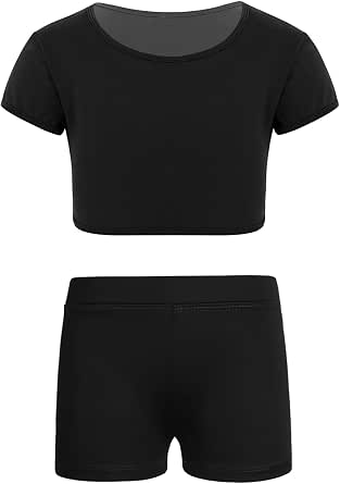 Amazon.com: Venjoe Girls Kids Sports Active Outfits Crop Tops with ...