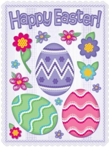 Amazon.com: Holographic Foil Easter Clings 12" x 17" Reusable Vinyl ...