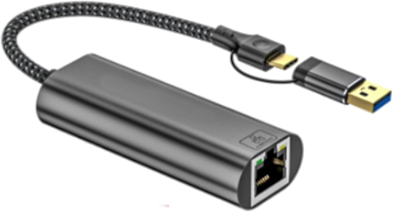 USB+Type C to 10G Gigabit Ethernet Networking Adapter Dongle USB Networking Adapter USB C Fast ...