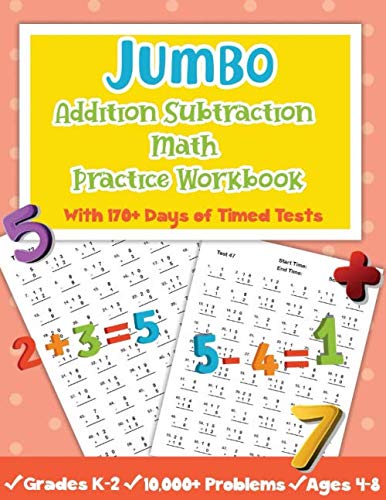 Jumbo Addition Subtraction Math Practice Workbook With 170 Days Timed ...