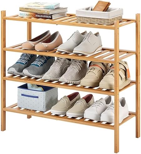 Bamboo Shoe Rack for Entryway, Stackable | Heavy Duty | Multi-Function ...