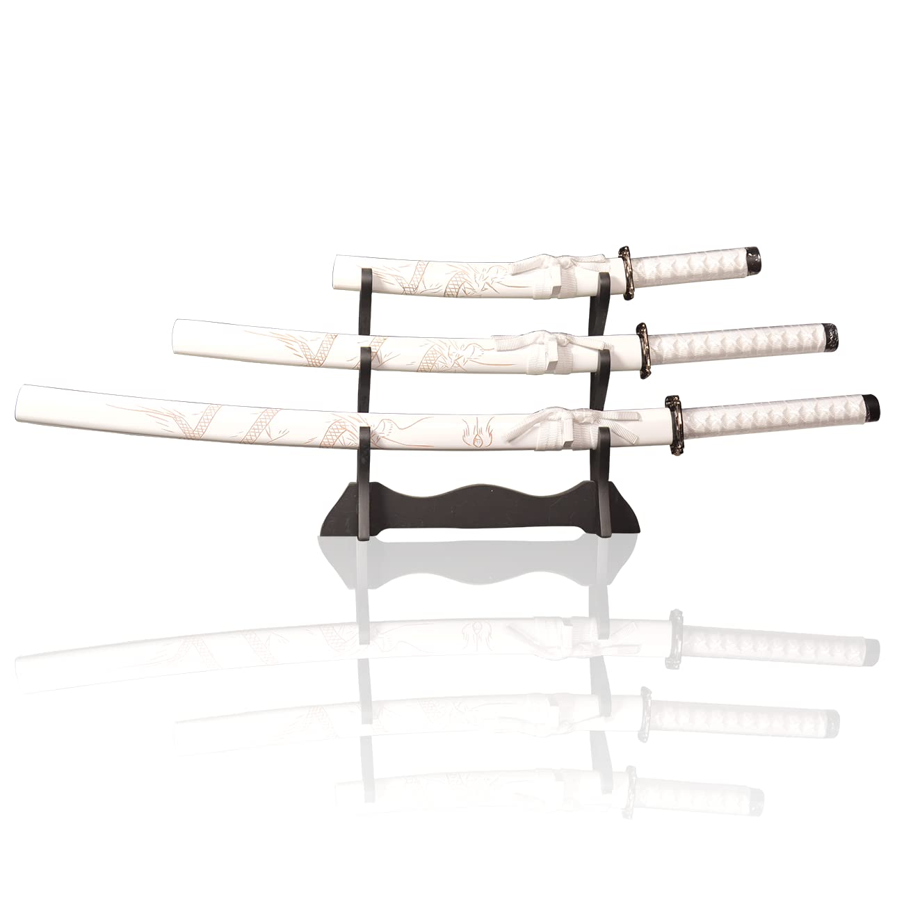 Buy Japanese 3Pcs Samurai Set Handmade Real Katana with Display Stand ...