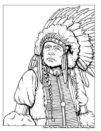 Color My Cover Notebook (Native American Cheif): Therapeutic notebook ...