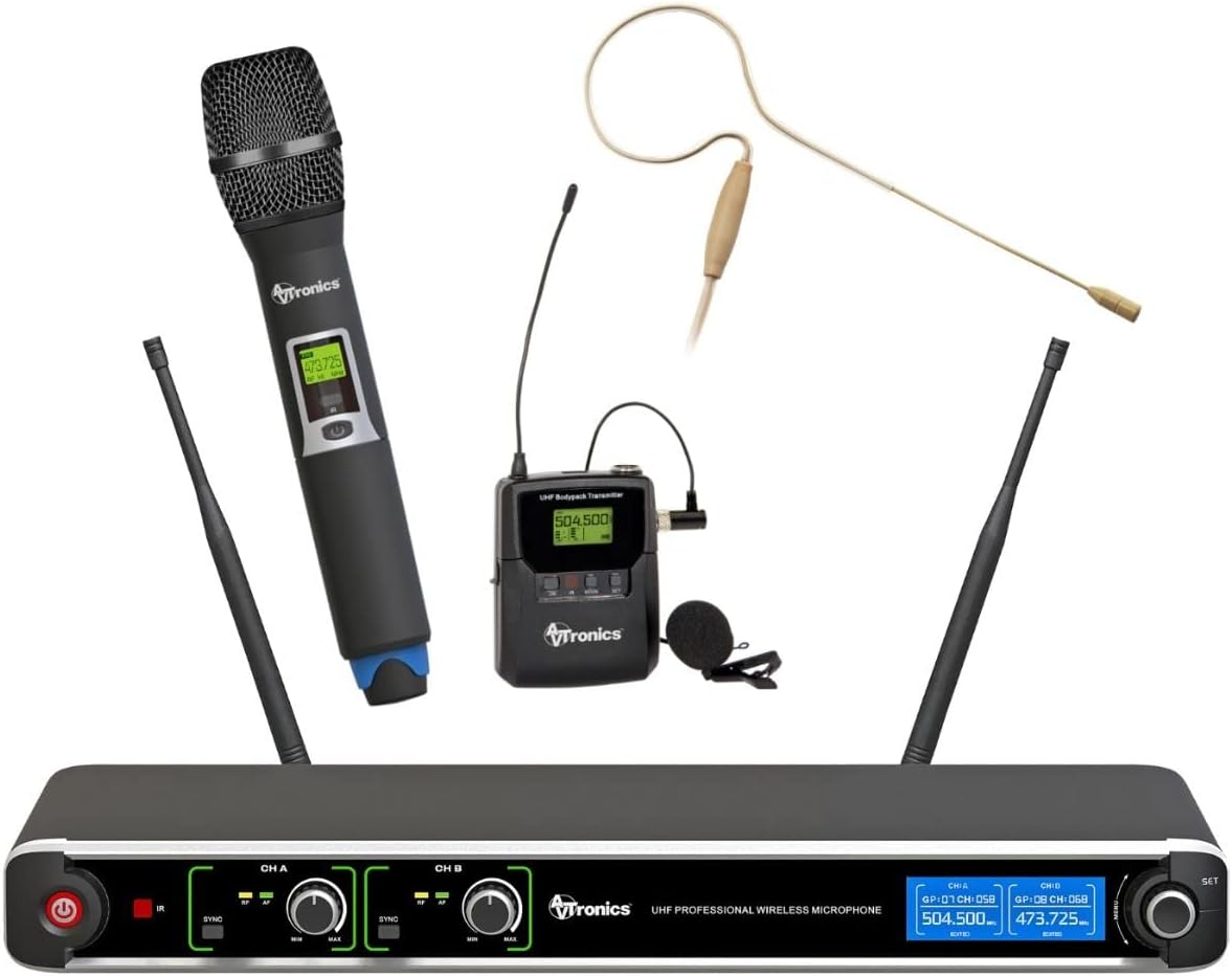 Amazon.com: AVTronics 200 Channel UHF Wireless Mic Systems, 1 Handheld ...