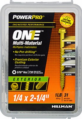 Power Pro One Exterior Screws, Hex, Bronze Epoxy Coated, #1/4 x 2-1/4 ...