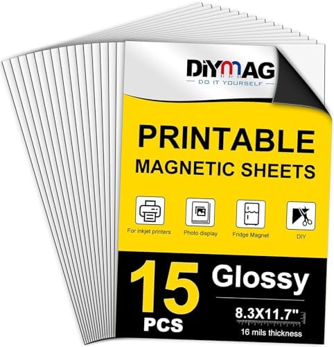 Amazon.com : DIYMAG 15Pcs Printable Magnetic Sheets, 8.3x11.7inch ...