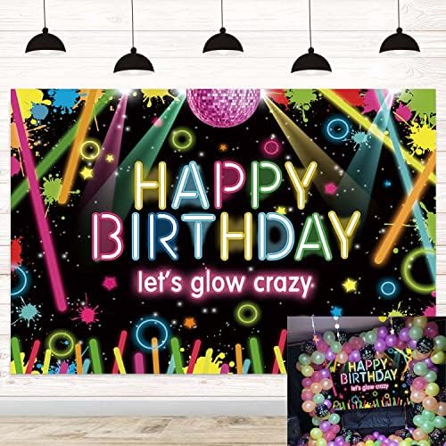 Neon Happy Birthday Backdrop Let Glow Party Photography Background ...