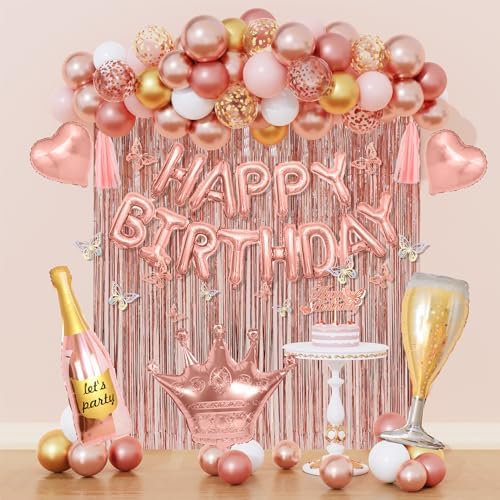 Amazon.com: Fancypartyshop 62nd Birthday Decorations - Rose Gold Happy ...