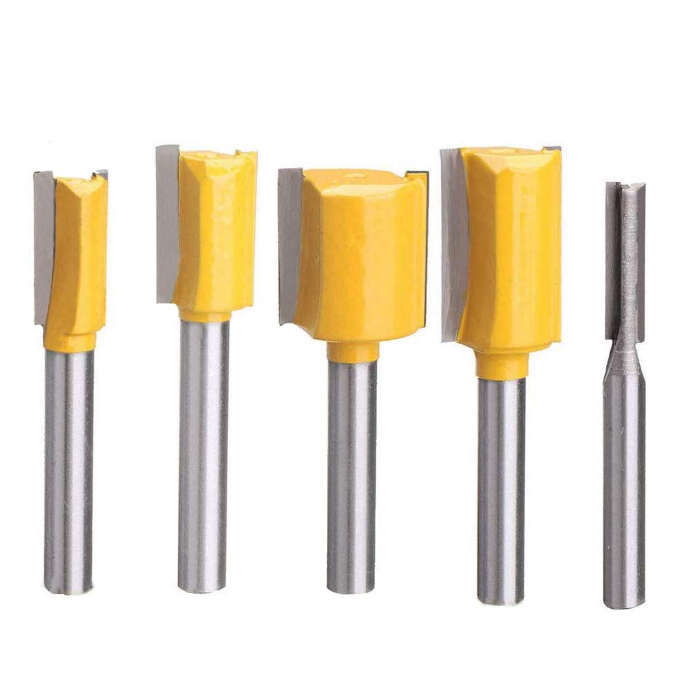 Eyech 5pc Straight Dado Router Bit Set, 1/4 Inch Shank Straight Cut ...