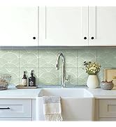Neukids 20pcs Sage Green Tile Stickers Textured Kitchen, Peel and Stick ...
