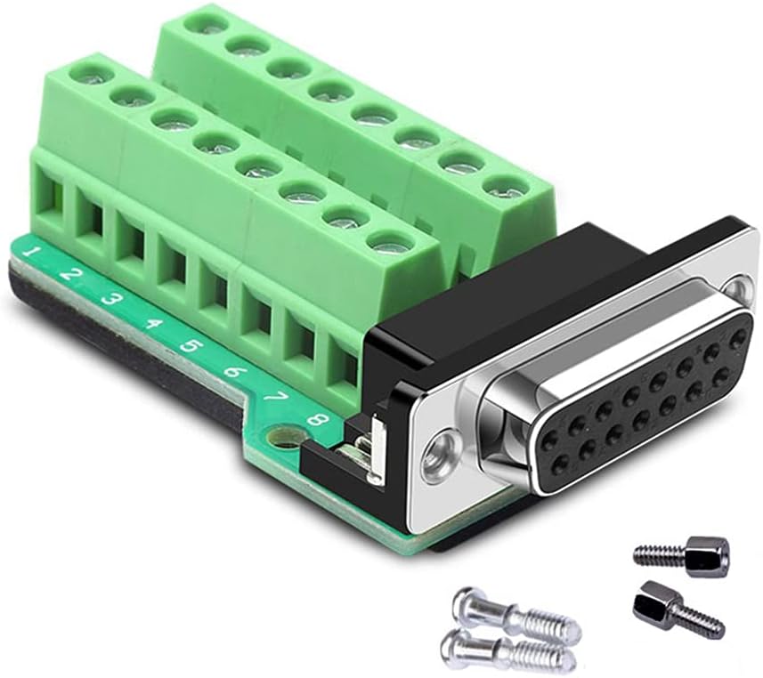 Amazon.co.jp: ANMBEST DB15無はんだRS232D-SUBシリアルから15ピンポート端子メスアダプタコネクタブレイク ...