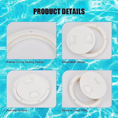 AMIJOUX 5 Inch Boat Round Deck Plate, Boat Abs Non Slip Inspection ...