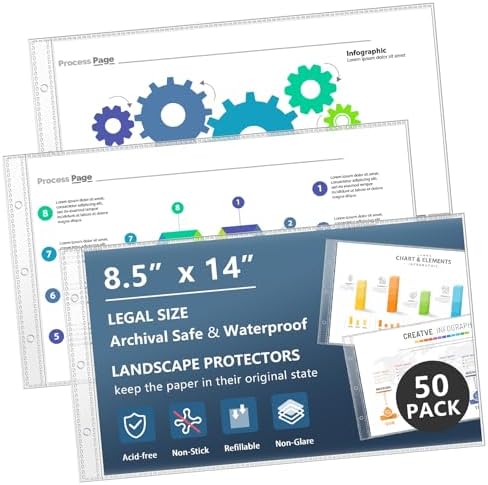 Amazon.com : 8.5 x 14 Page Protectors, 50Pack, Legal Size Paper Sleeves ...