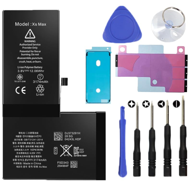 Batt-IPhone XS MAX Battery Replacement Kit Including Water Proof Sticker, Screwdriver, Suction ...
