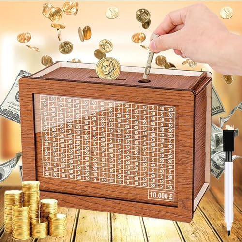 Wooden Saving Money Box With Counter, Cash Vault Wooden Savings Box ...