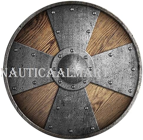 Amazon.com : Nautical-Mart Wooden Medieval Round Shield with Cross ...