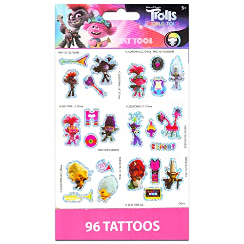 Dreamworks Studios Trolls World Tour Temporary Tattoo Set For Kids ...