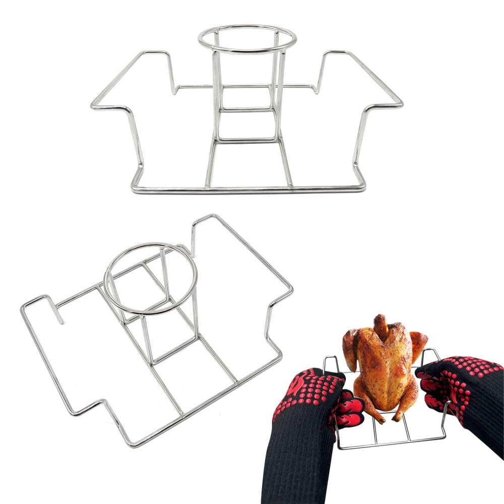 Amazon.com : Beer Can Chicken Holder 2-Pack with Handle - BBQ Grill ...
