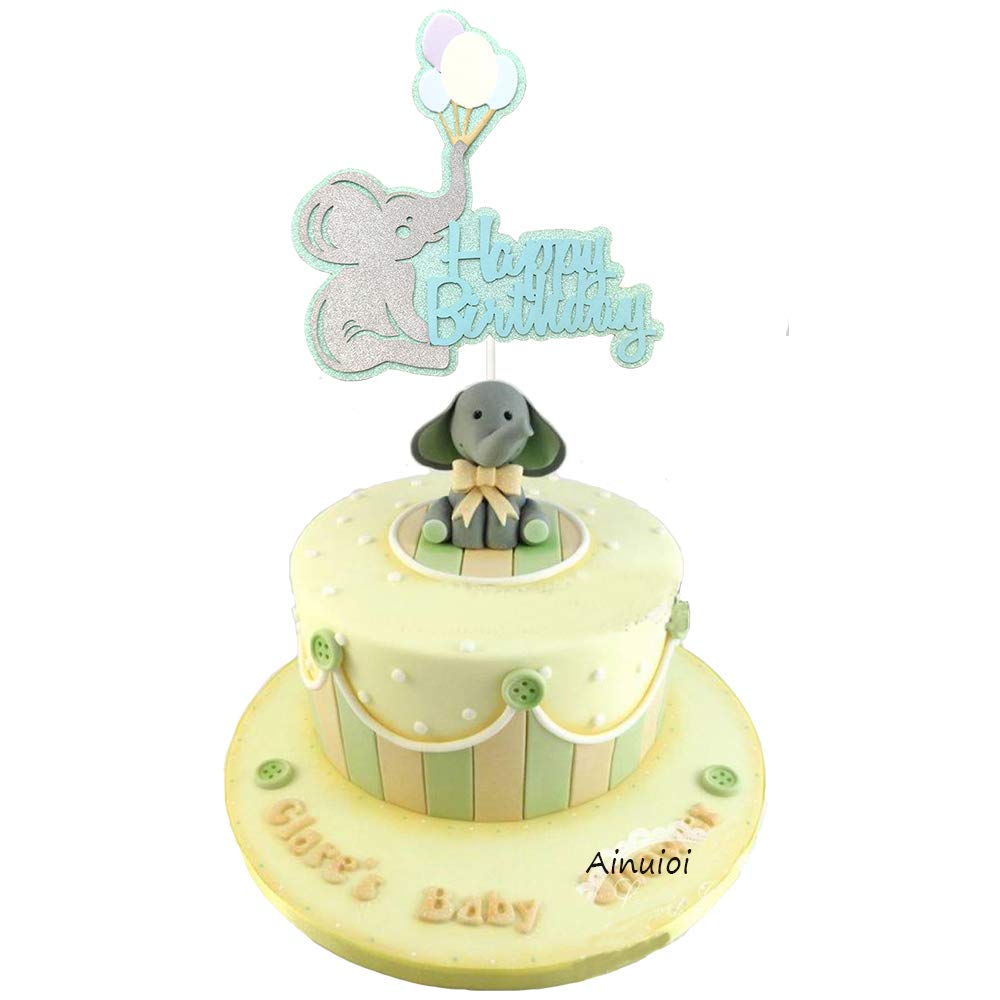 Buy Baby Elephant Happy Birthday Cake Topper, Animal Elephant Theme ...