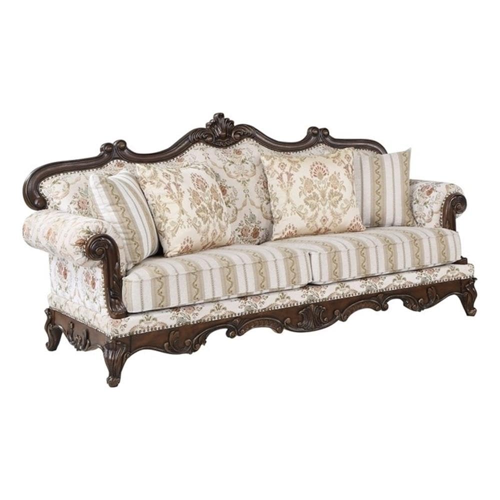 Amazon.com: Acme Nayla Fabric Floral Upholstered Rolled Arms Sofa with ...